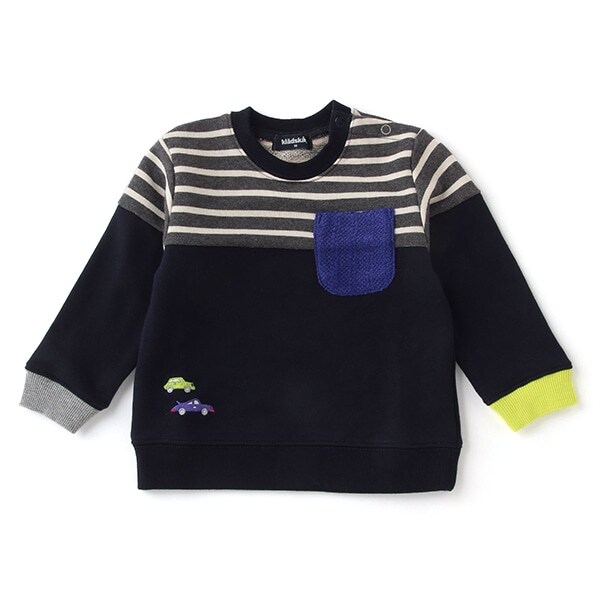 裏毛 車刺しゅう切り替えトレーナー(90 トップ グレー): キッズ - ナルミヤ オンライン公式サイト